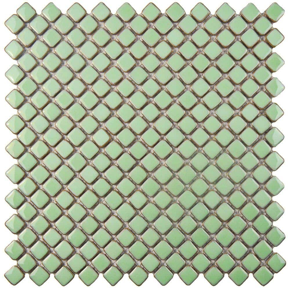 Merola Tile Hudson Diamond Light Green 6 in. x 6 in. Porcelain Mosaic ...