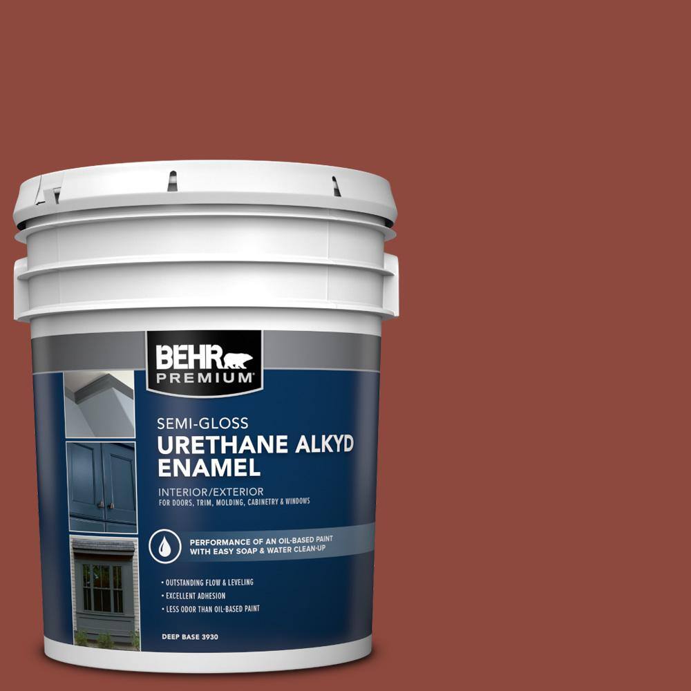 BEHR PREMIUM 5 gal. #PFC-10 Deep Terra Cotta Urethane Alkyd Semi-Gloss ...