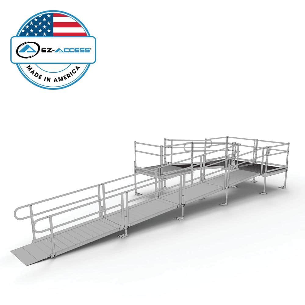 EZ-ACCESS PATHWAY 30 ft. U-Shaped Aluminum Wheelchair Ramp Kit with ...