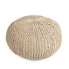 Noble House Apulia Natural Large Cable Knit Round Pouf 108021 - The ...
