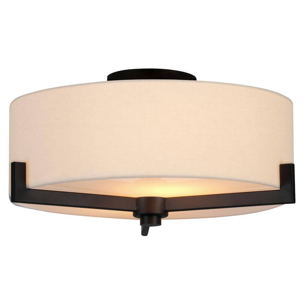 Meyer&Cross Hamlin 17.63 in. 2-Light Blackened Bronze and White Semi ...