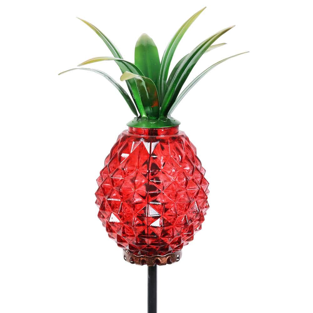 Exhart Solar Pineapple 2.42 ft. Red Metal Garden Stake 14162-RS - The ...