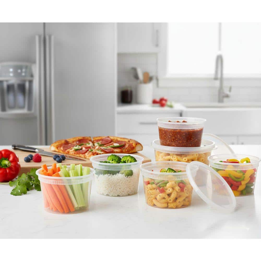 PERFECT SETTINGS 16 oz. Clear Plastic Food Storage Deli Containers with ...