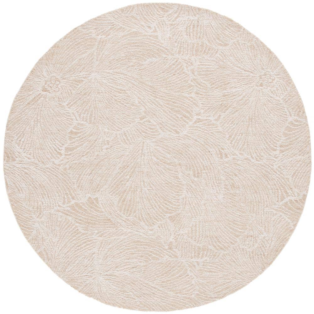 SAFAVIEH Ebony Gold/Ivory 6 ft. x 6 ft. Floral Round Area Rug EBN101D ...