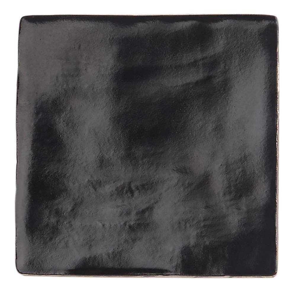 Ivy Hill Tile Amagansett 4 in. x 4 in. Jet Black Satin Ceramic Wall ...