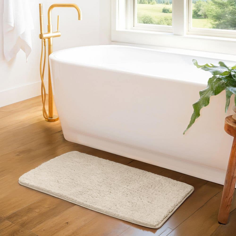 Becky Cameron Ultra Soft 34 in. x 21 in. Ivory Plush Bath Mat LLP-BM ...