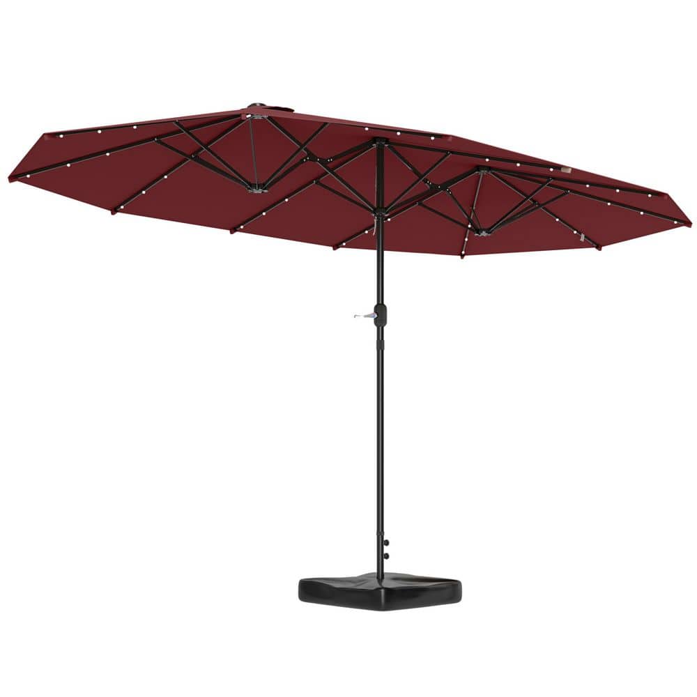 Outsunny 14.4 ft. Double Umbrella, Large Outdoor Patio Umbrella in Red ...