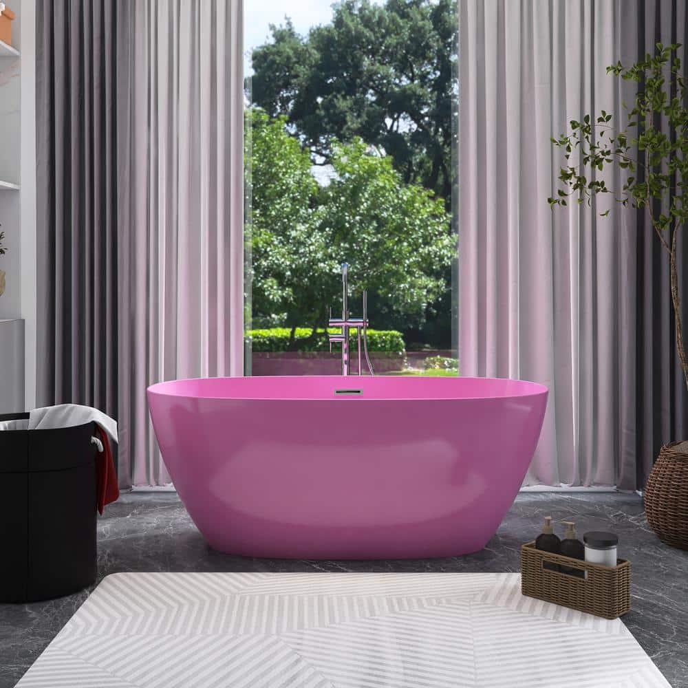 TCYO 59 in. x 30 in. Acrylic Freestanding Soaking Bathtub in Glossy ...