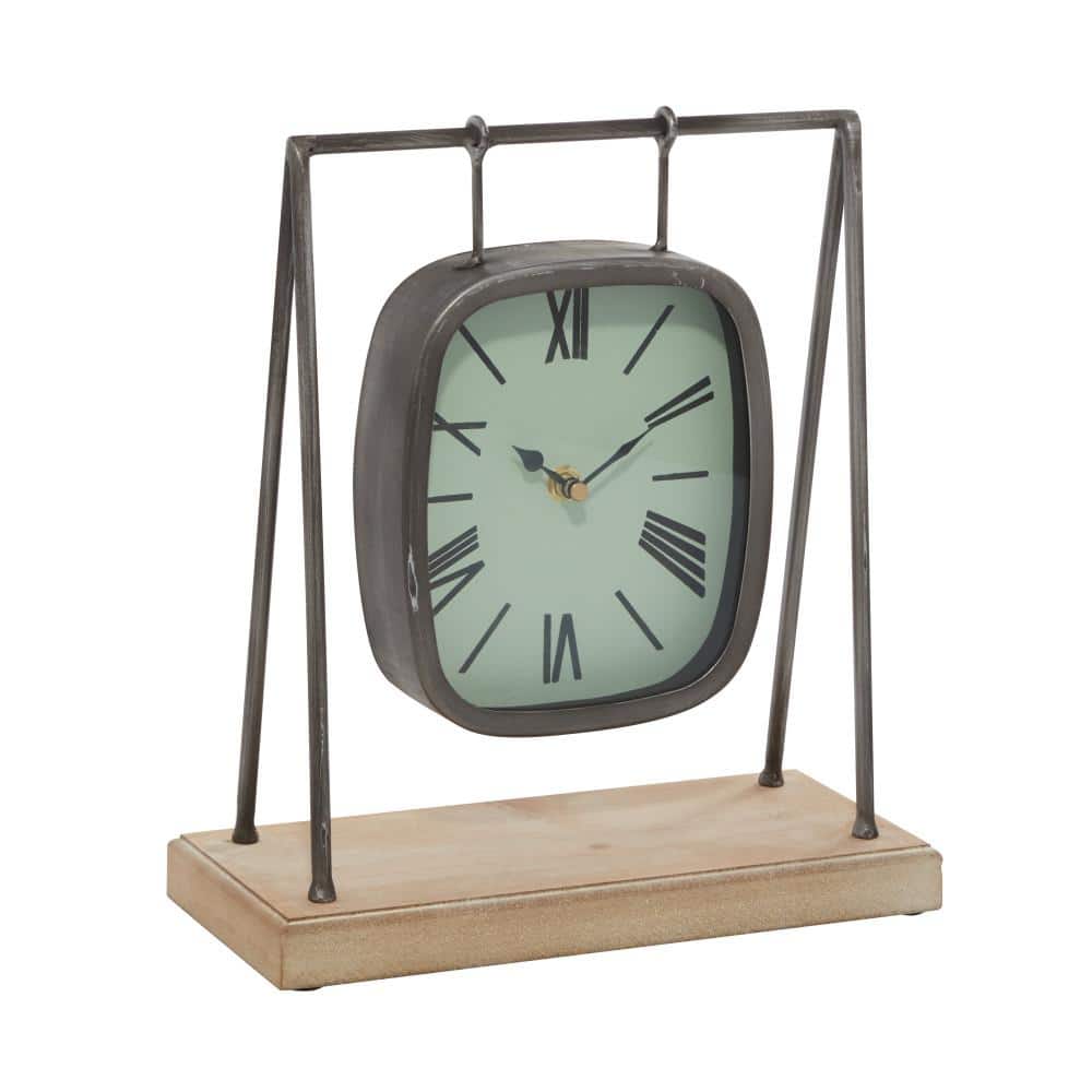 Litton Lane 10 in. x 12 in. Gray Wood Pendulum Analog Clock with Wood ...