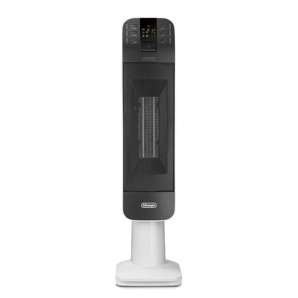 DeLonghi 1500-Watt White/Gray Indoor 28 in. Electric Ceramic Tower ...