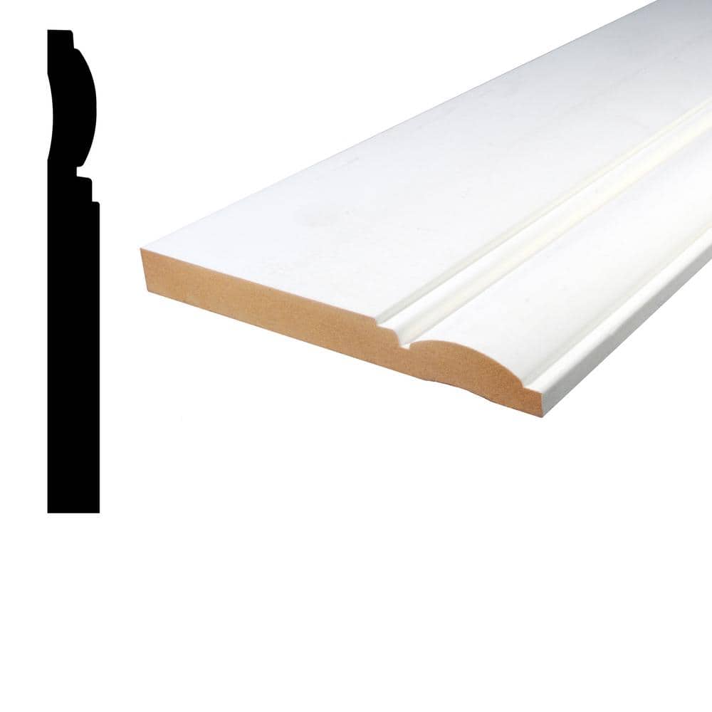 Alexandria Moulding Pro Pack 3/4 in. x 7 in. x 96 in. Primed White MDF ...