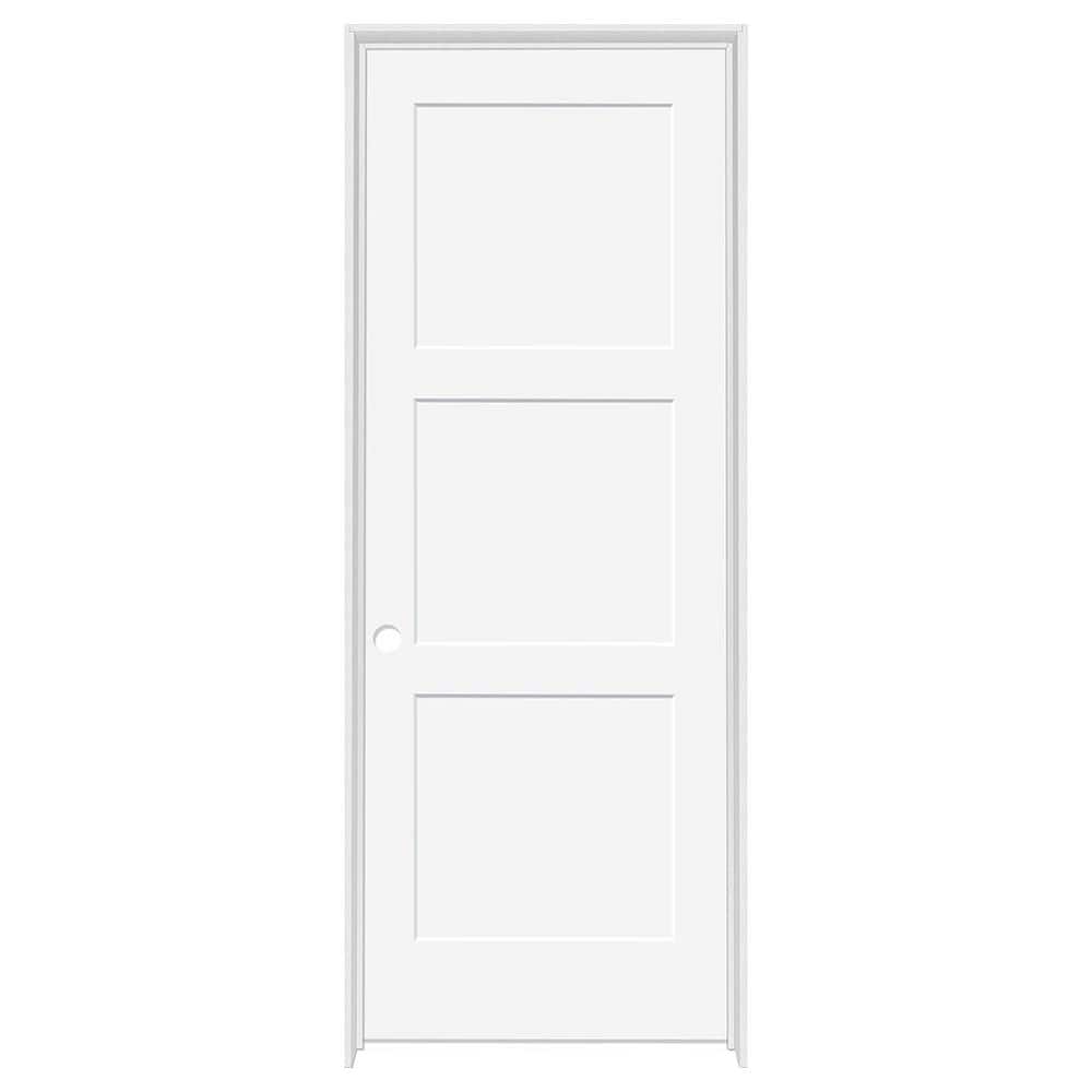 Steves & Sons 30 in. x 80 in. 3-Panel Equal Shaker White Primed RH ...