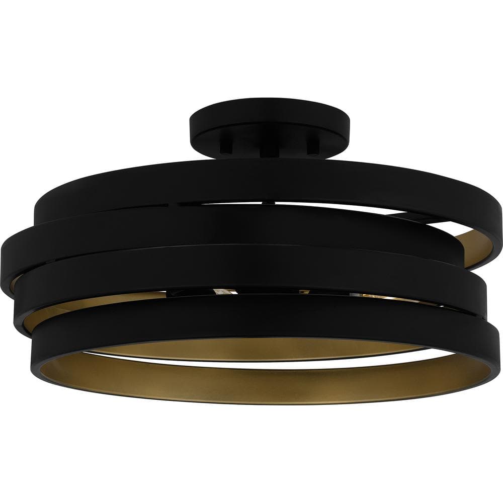 Quoizel Berner 16 in. 3-Light Matte Black Semi-Flush Mount QSF6223MBK ...