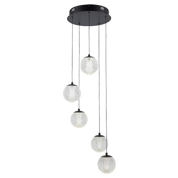 Bel Air Lighting Sunburst 5-Light Black Integrated LED Hanging ...