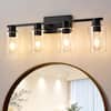 Deyidn Farmhouse 27.36 in. 4-Light Black Modern Industrial Indoor ...