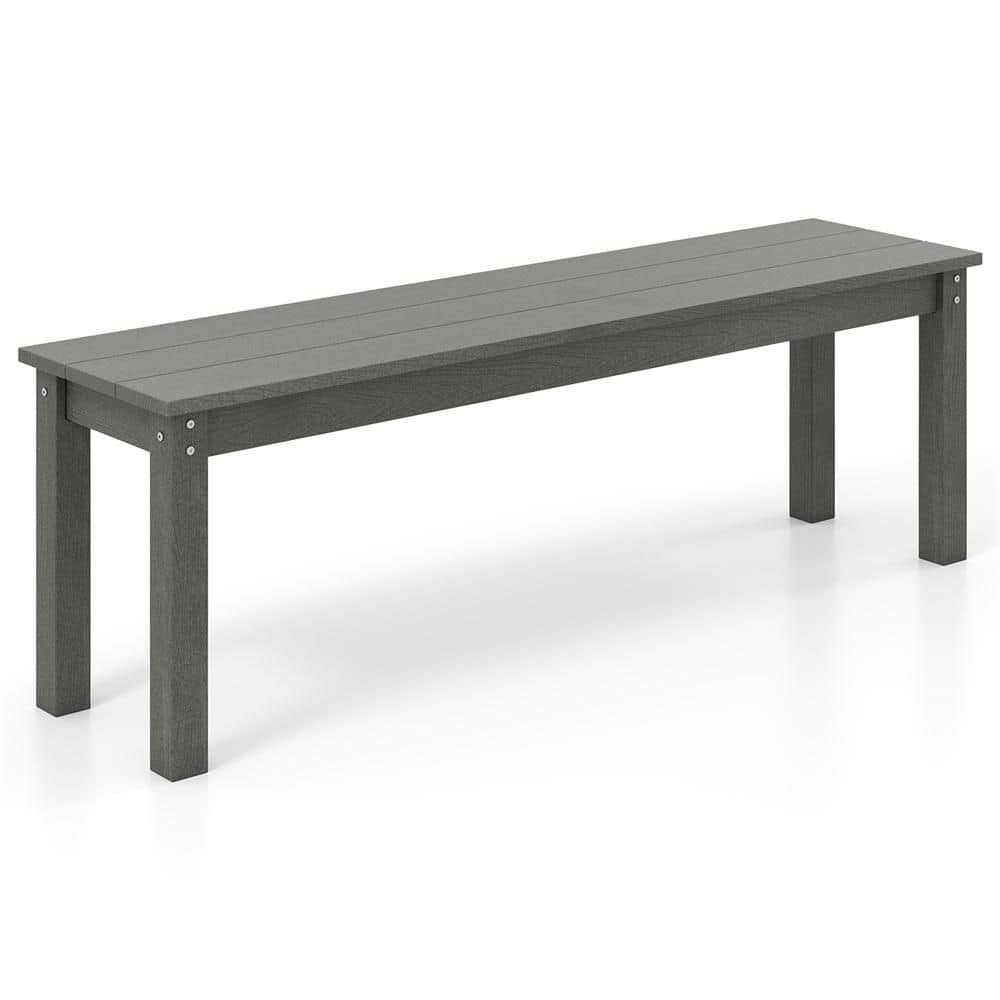 HONEY JOY Outdoor Bench 2-3 Person HDPE Patio Bench 55 in. Backless ...