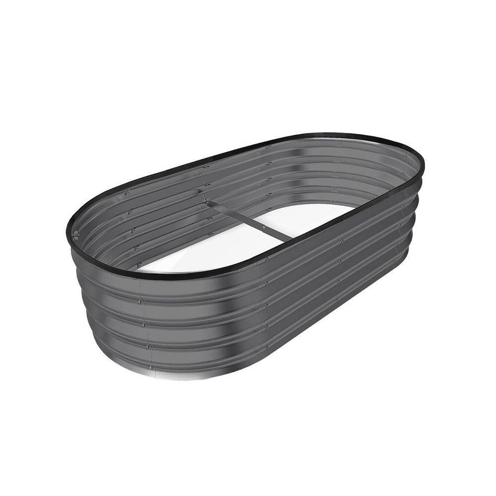 4 ft Dark Grey Galvanized Steel Raised Garden Bed, Lightweight Planter ...