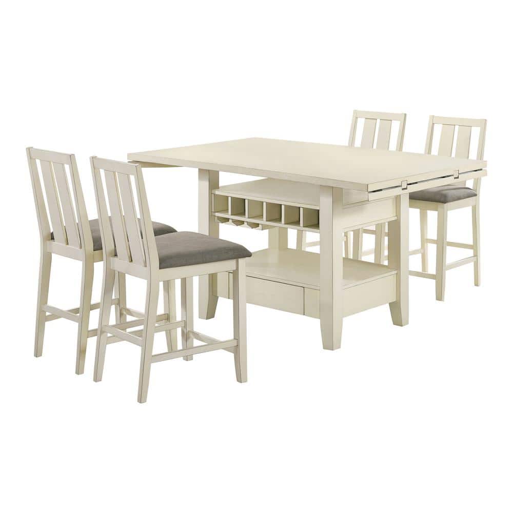 Furniture of America Tanoan 5-Piece Antique White and Gray with Care ...