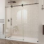 DreamLine Enigma-X 68 in. to 72 in. x 76 in. Frameless Sliding Shower Door in Brushed Stainless ...