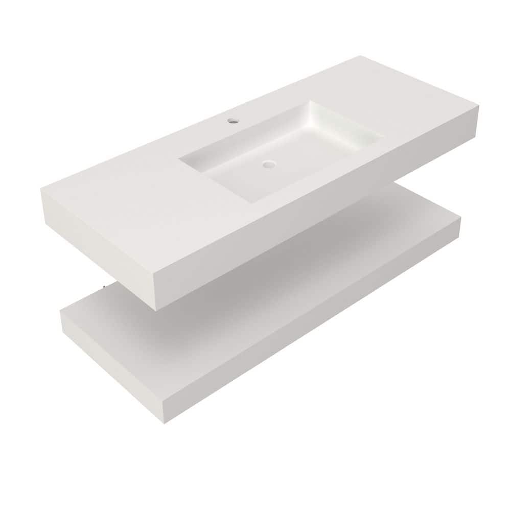 HOPROME Vetra 47 x 19 in. Solid Surface Wall Mount or Countertop ...