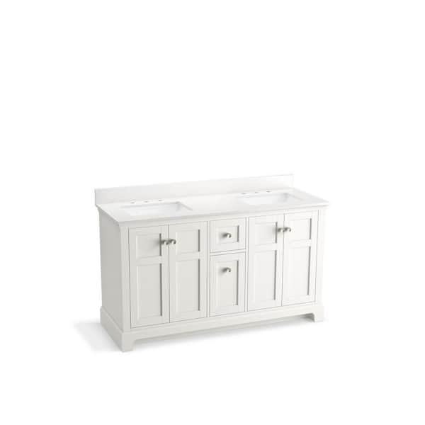Reviews for KOHLER Baskin 60 in. Double Sink White Bath Vanity with ...