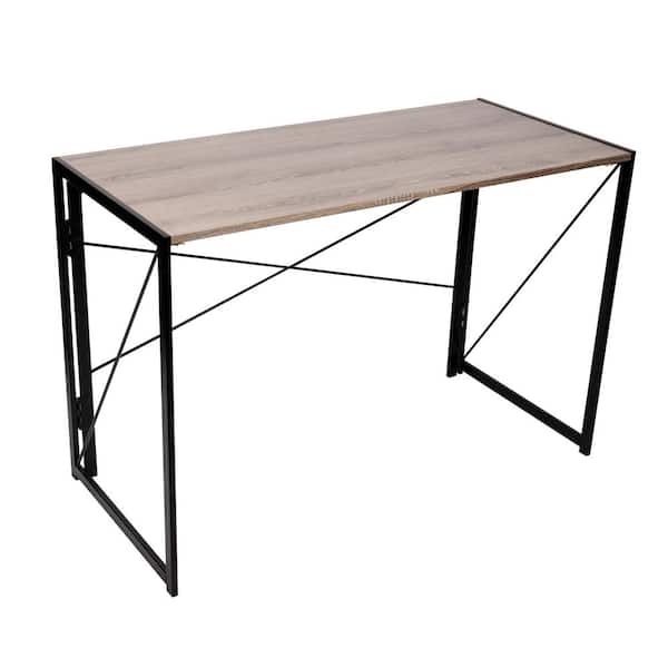 Mind Reader 42 in. Rectangular Black Portable Rustic Desk with Open Leg ...