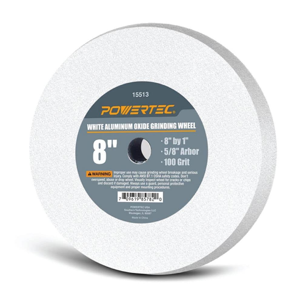 ‎POWERTEC 8 in. x 1 in. 100-Grit 5/8 in. Arbor White Aluminum Oxide ...