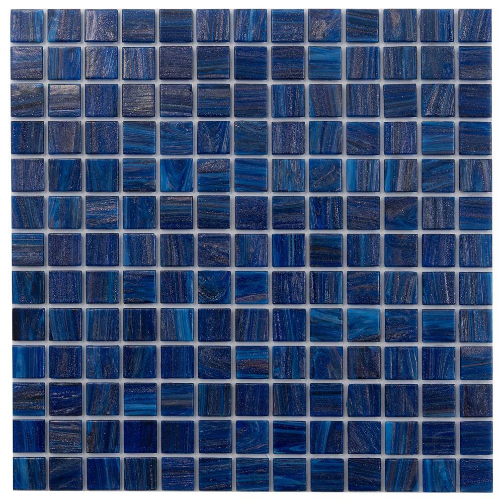 Apollo Tile Celestial Glossy Egyptian Blue 12 in. x 12 in. Glass Mosaic ...
