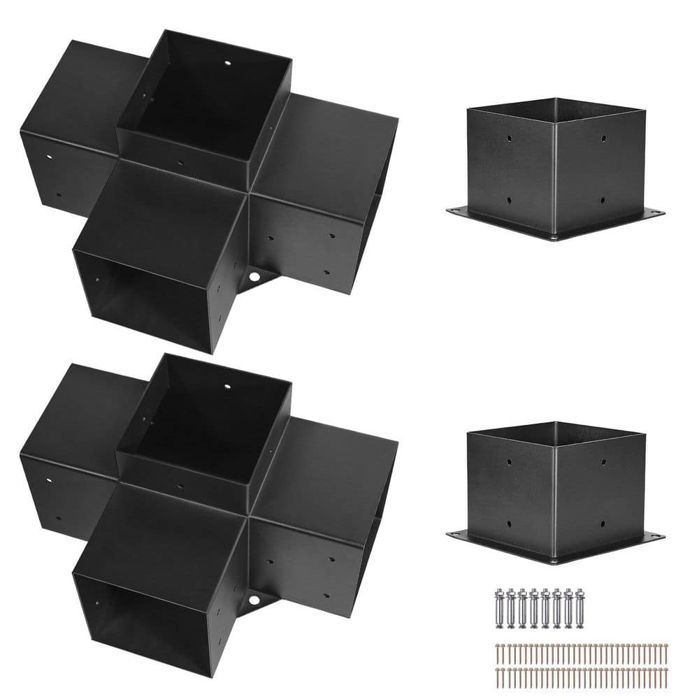 SVOPES Pergola Bracket Kit, 6x6 In. 2 Pcs 4-Way Heavy-Duty Corner ...