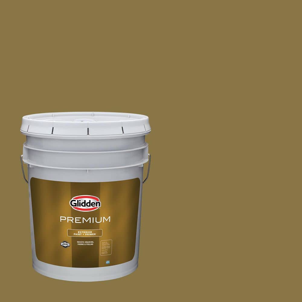 Glidden Premium 5 gal. PPG1111-6 Pickled Okra Flat Exterior Paint ...