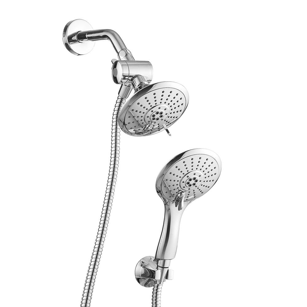 BWE 6-Spray Wall Mount Handheld Shower Head 1.8 GPM in Polished Chrome ...