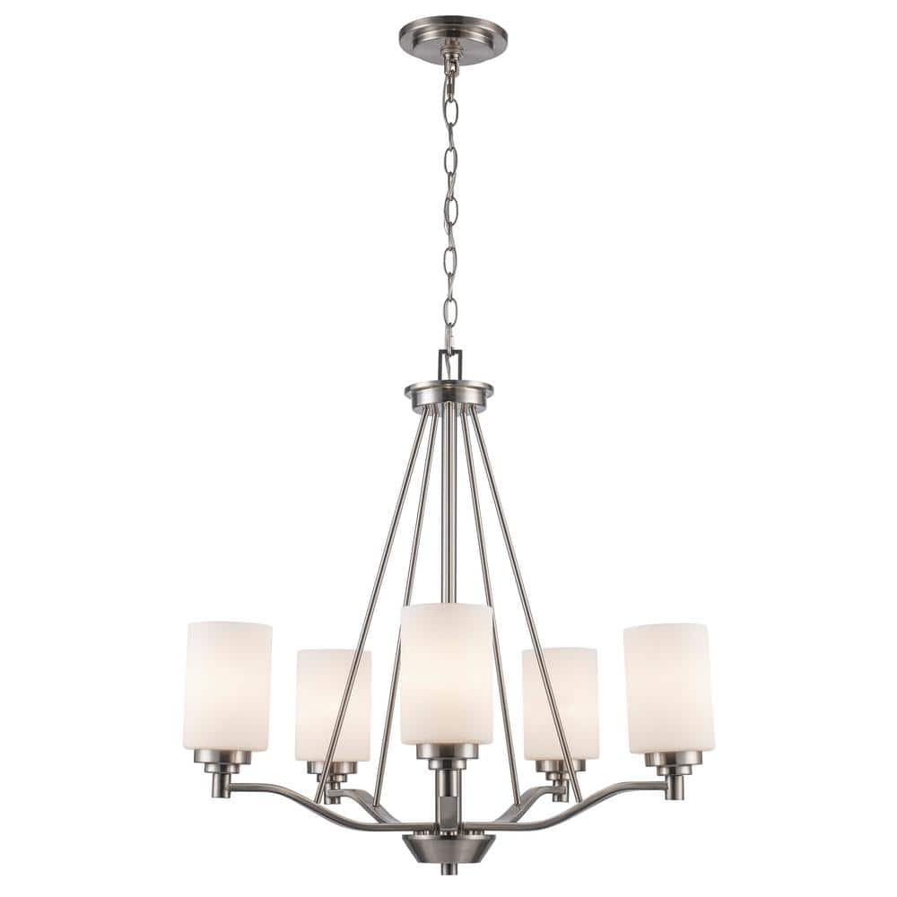 Monteaux Lighting 5-Light Brushed Nickel Chandelier Light Fixture with ...