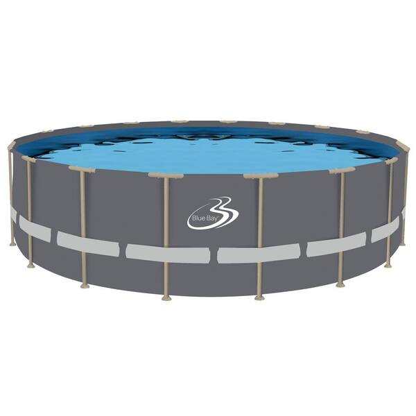 Sunneday Bluebay 18 ft. 52 in. Round Soft-Sided Pool Grey/Tan Tubing 380018T - The Home Depot