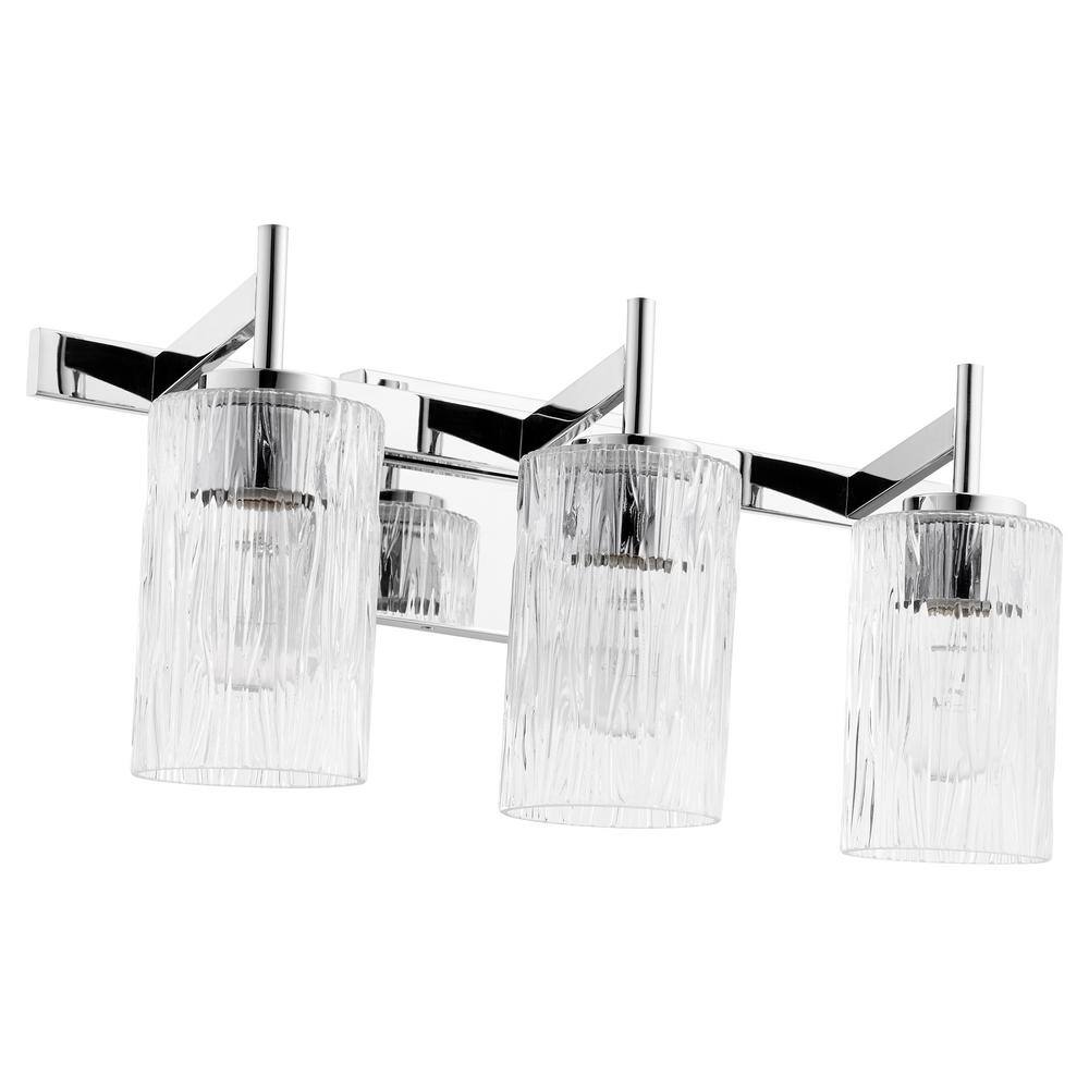 Quorum International 3-Light - 100-Watt Medium Lamp Base Light Vanity 21 in. Width with 3 Clear ...