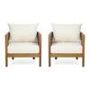 Noble House Burchett Teak Brown Removable Cushions Wood Outdoor Patio ...