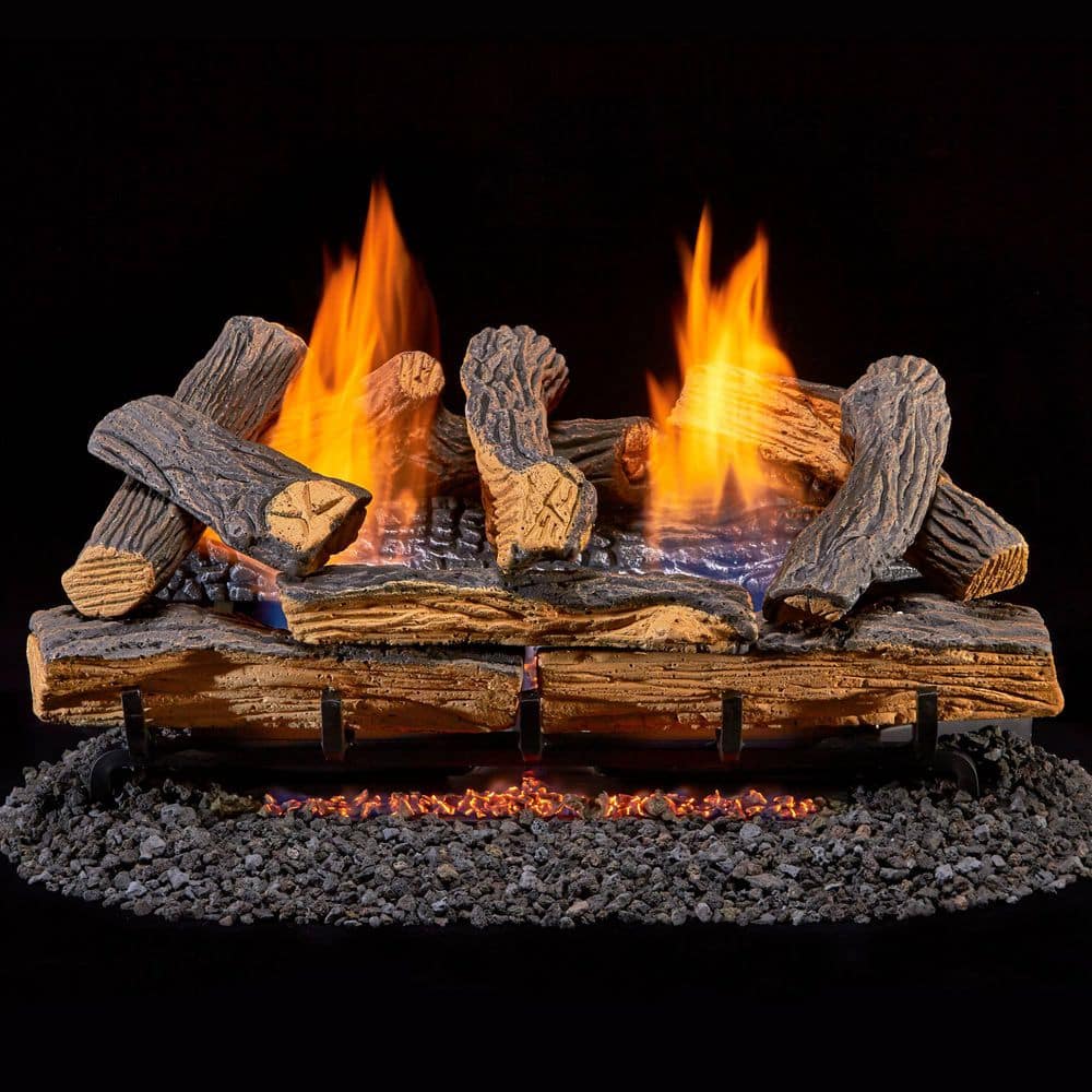 Duluth Forge 24 in. Split Oak Vent Free Indoor Natural Gas Log Set with ...