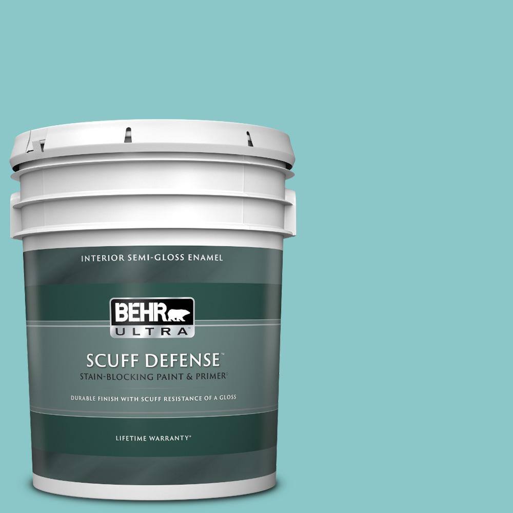 BEHR ULTRA 5 gal. #510D-4 Embellished Blue Extra Durable Semi-Gloss ...