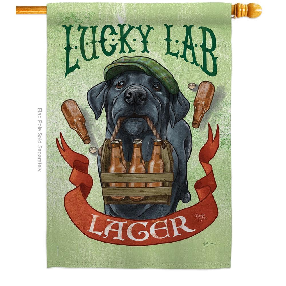 Breeze Decor 28 in. x 40 in. Lucky Lab Lager House Flag Double-Sided ...