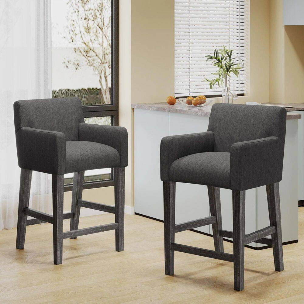 Harper & Bright Designs 26 in. H Charcoal/Gray Solid Rubber Wood Frame ...