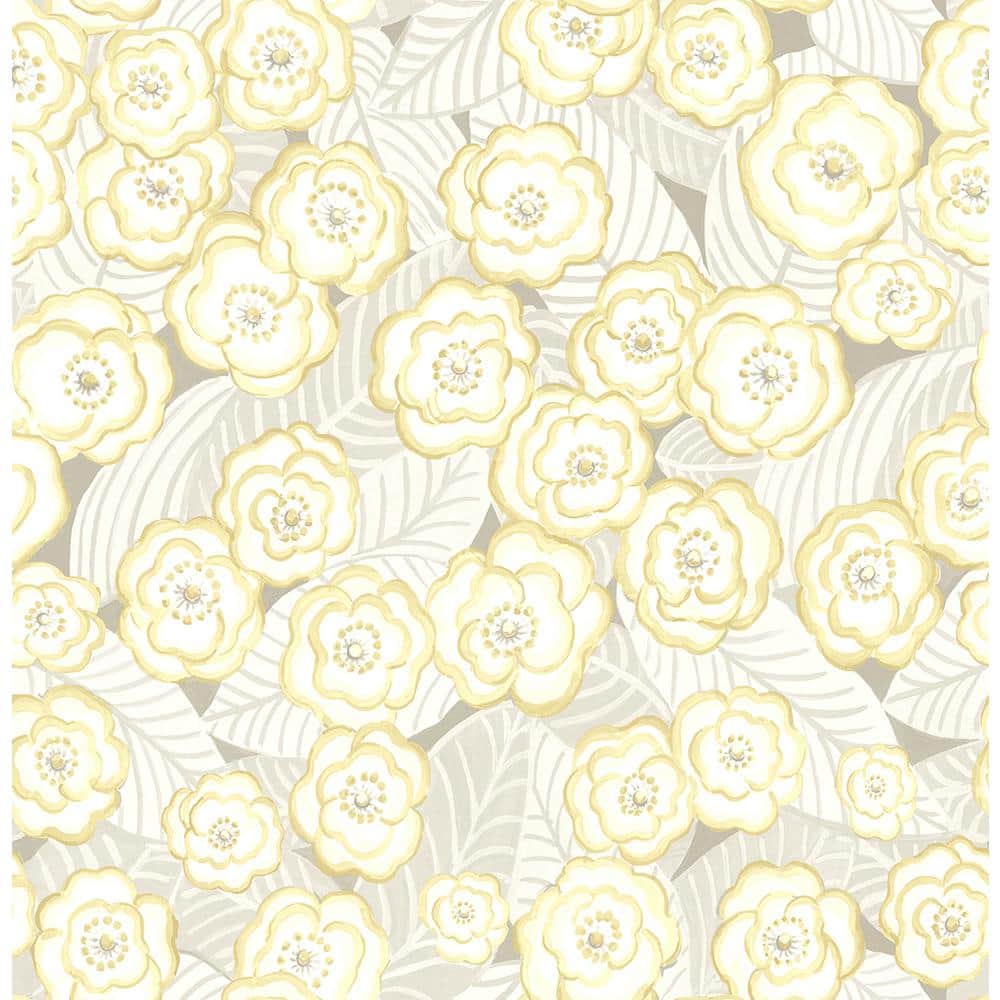 A-Street Prints Emery Light Yellow Floral Light Yellow Wallpaper Sample ...
