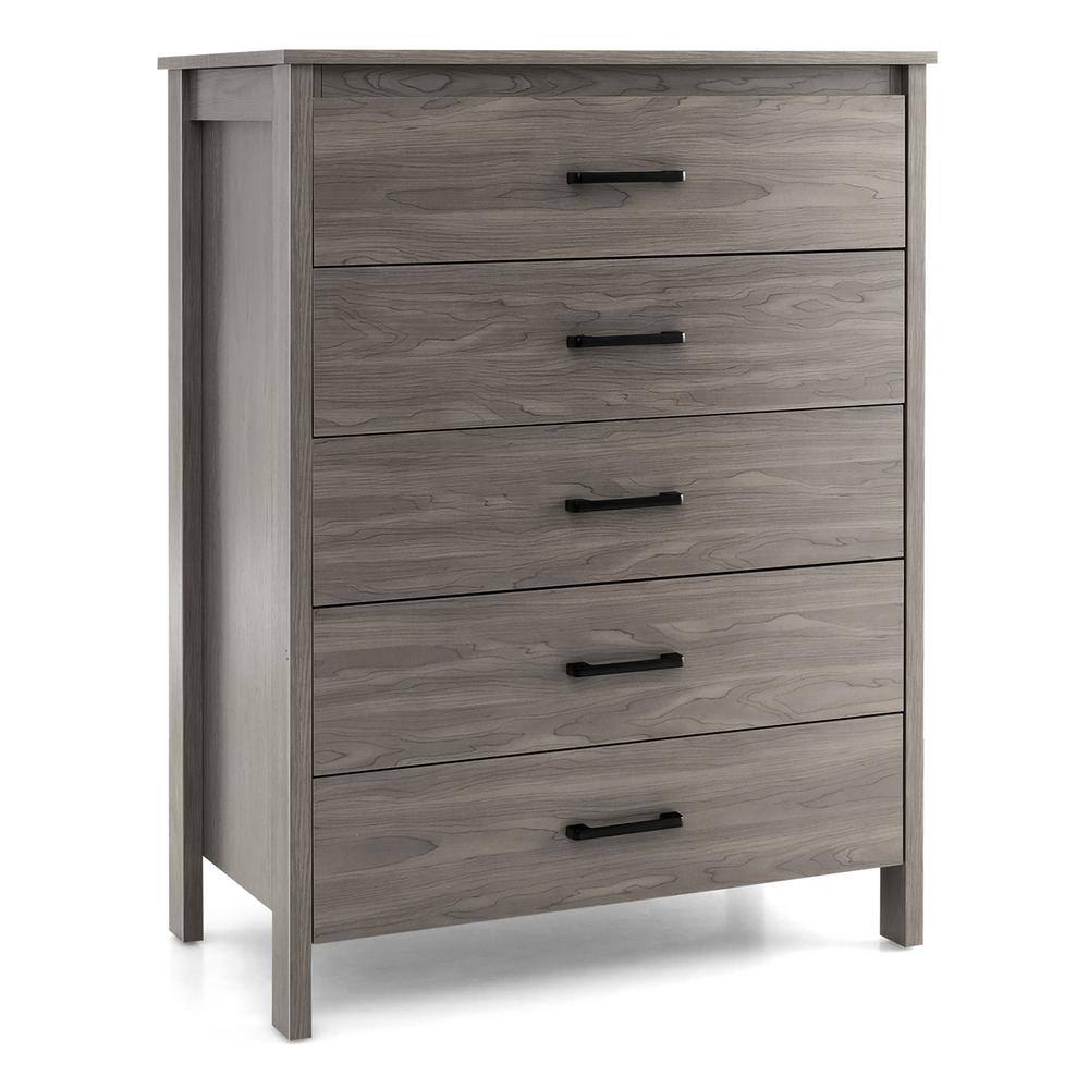 Reviews for Costway Grey Oak 41.5 in. H Storage Cabinet Modern 5-Drawer ...