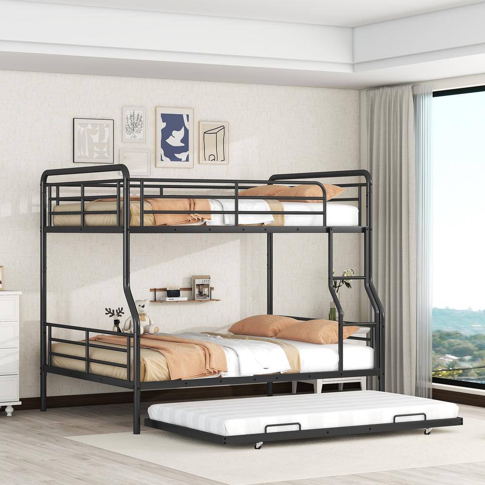 Harper & Bright Designs Detachable Black Full XL over Queen Metal Bunk ...