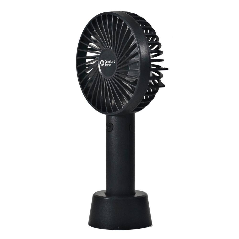 Comfort Zone 4 in. 3-Speed Personal Fan with Rechargeable Stand ...