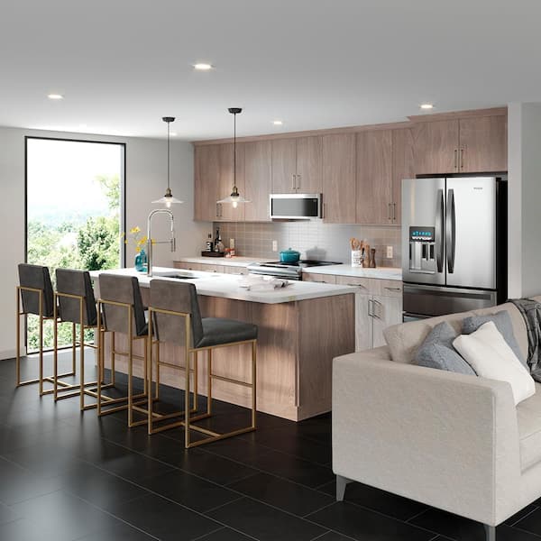 Hampton bay designer series edgeley assembled wall kitchen cabinet with glass doors store