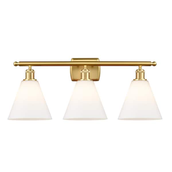 Innovations Berkshire 28 in. 3-Light Satin Gold, Matte White Vanity ...