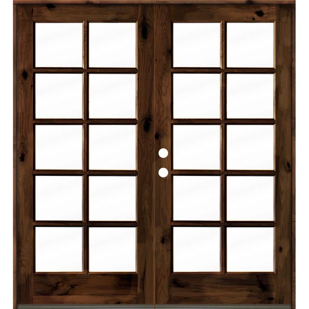 Krosswood Doors 72 in. x 80 in. French Knotty Alder Wood 10-Lite Clear ...