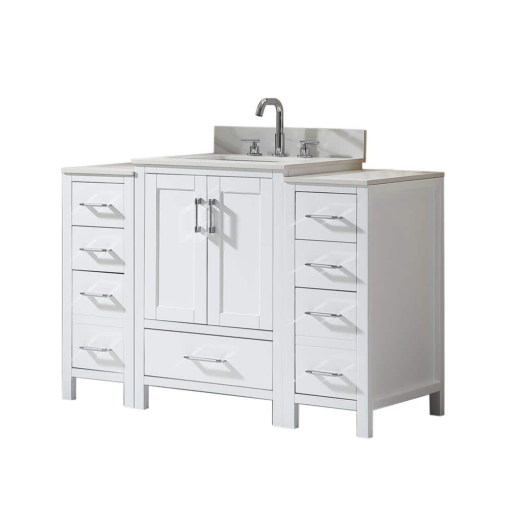 Maincraft 48 in. W x 22 in. D x 34 in. H Bath Vanity in White with ...