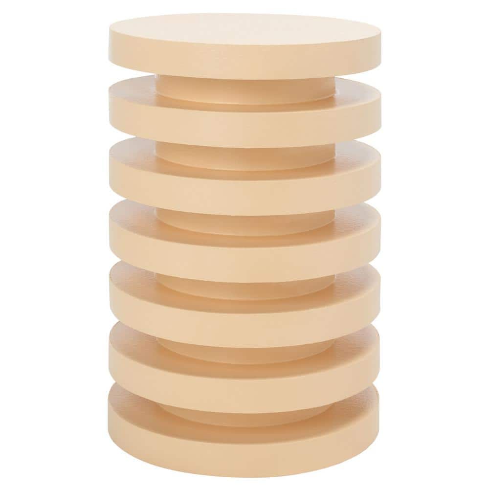 SAFAVIEH Kaysar 11.8 in. Cream Round Wood End Table ACC9706B - The Home ...