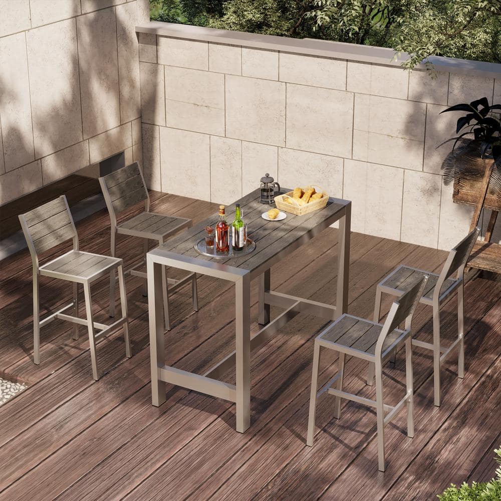 Clihome 5-Piece All aluminum Outdoor Bistro Dining Set for Patio Garden ...