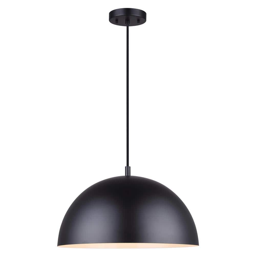 CANARM Sadie 1-Light Matte Black Pendant Light with Metal Shade ...